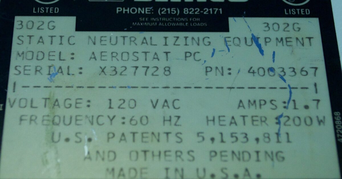 1420 SIMCO AEROSTAT PC IONIZING AIR BLOWER 4003367 302G BC10-P30SR ...